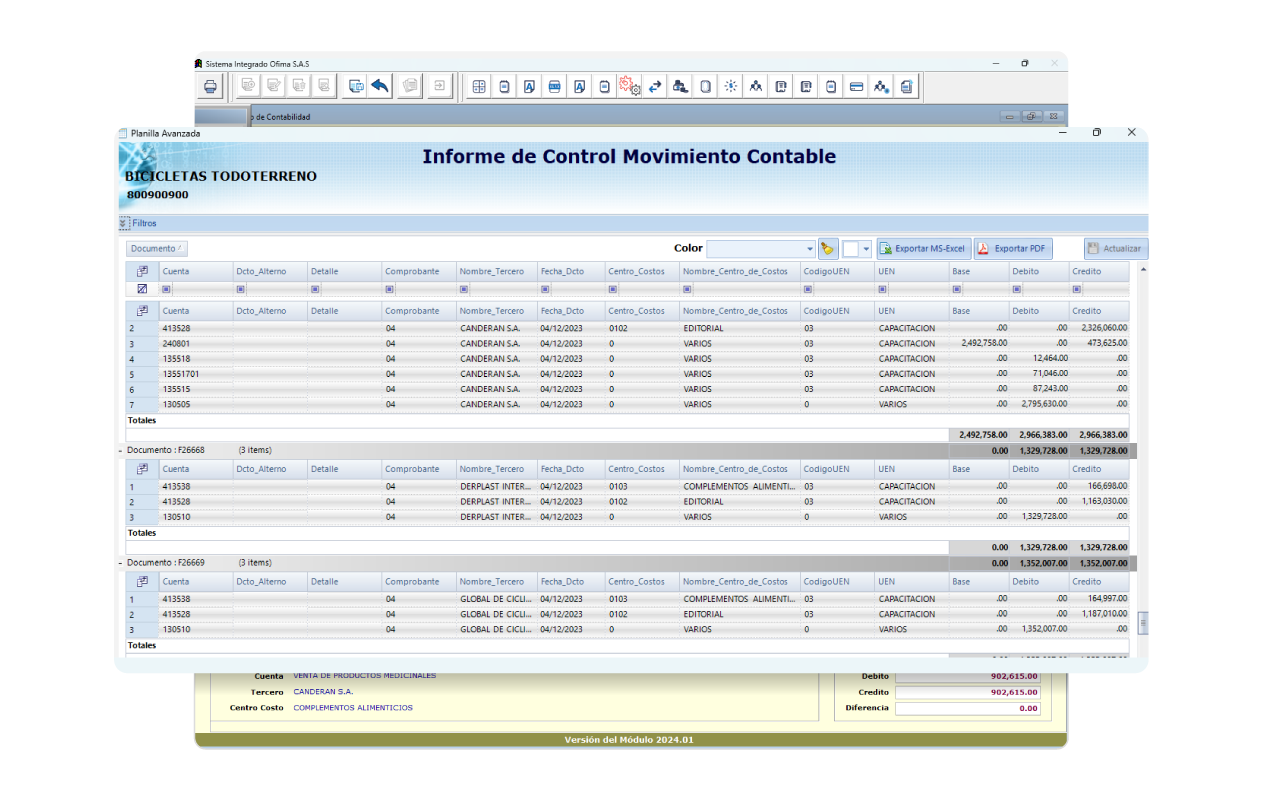 Software ERP Módulo Contabilidad NIIF - Ofima