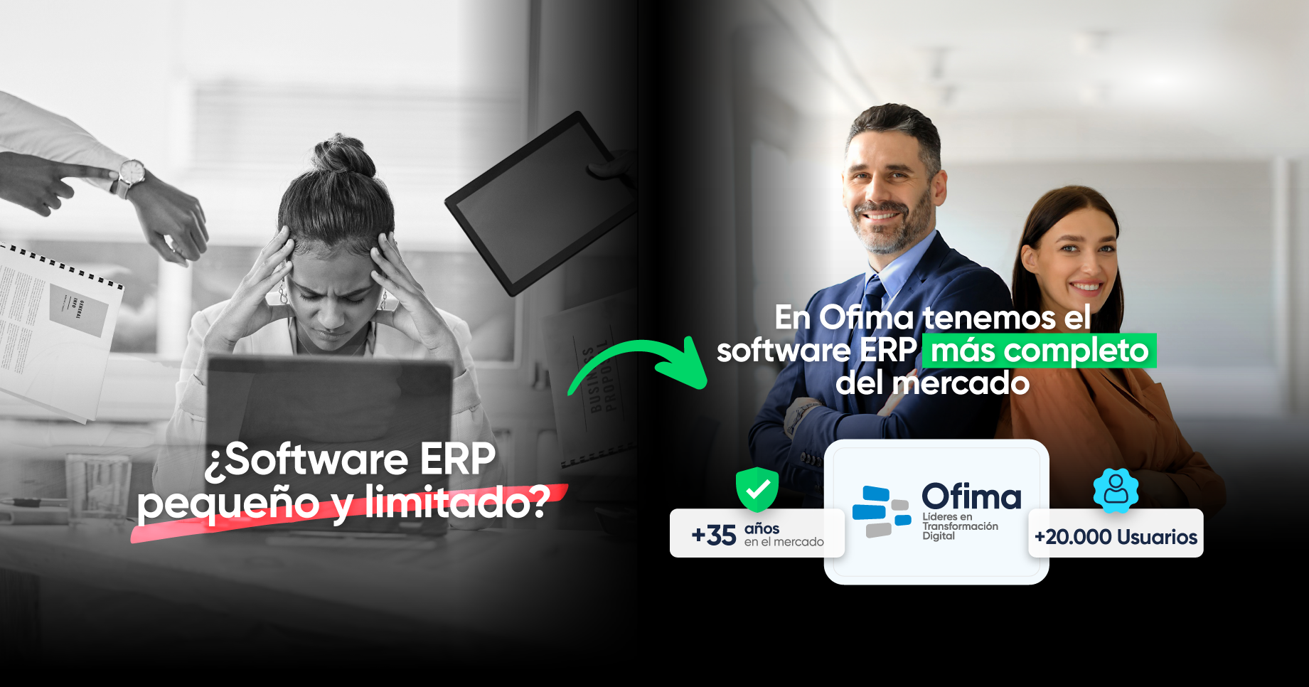 Landing Software ERP Ofima Software Pequeño y limitado Display - Ofima